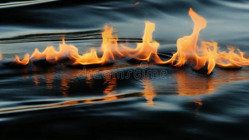 Flames Dancing on Water Surface, Mesmerizing Reflection. Nature and ...