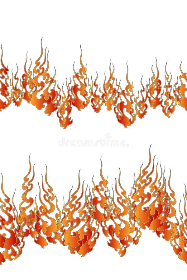 Flame Patterns Drawn Using Traditional Japanese Techniques, Stock ...