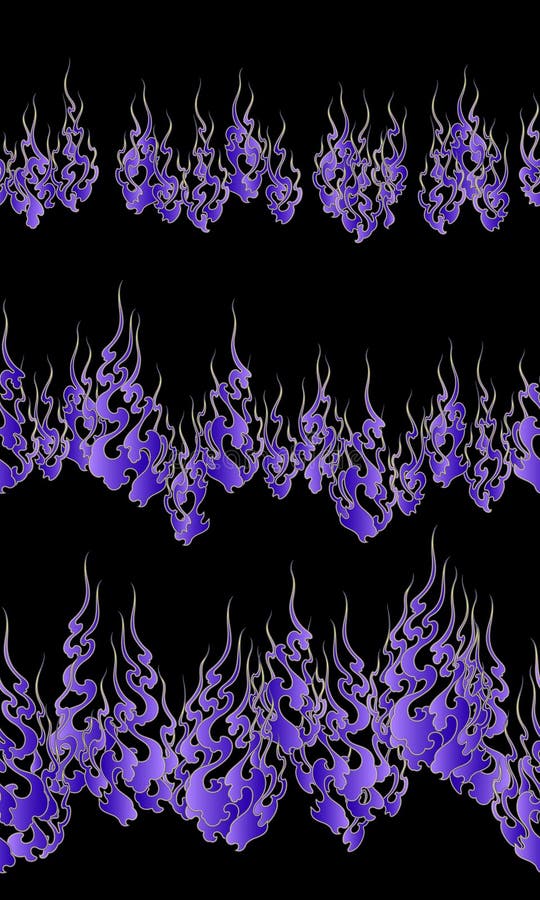 Flame Patterns Drawn Using Traditional Japanese Techniques, Stock ...
