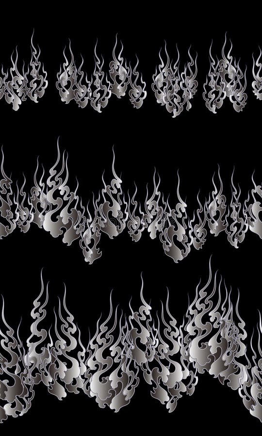 Flame Patterns Drawn Using Traditional Japanese Techniques, Stock ...
