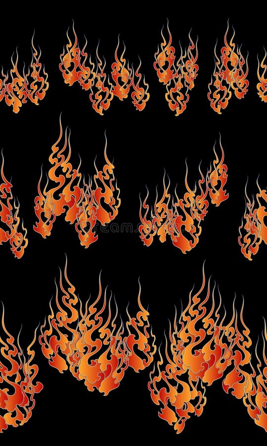 Flame Patterns Drawn Using Traditional Japanese Techniques, Stock ...