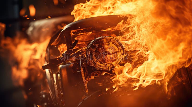 Flames engine fire stock illustration. Illustration of damage - 361239896