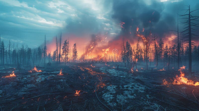 A Devastating Forest Wildfire. AI Generated Stock Image - Image of ...