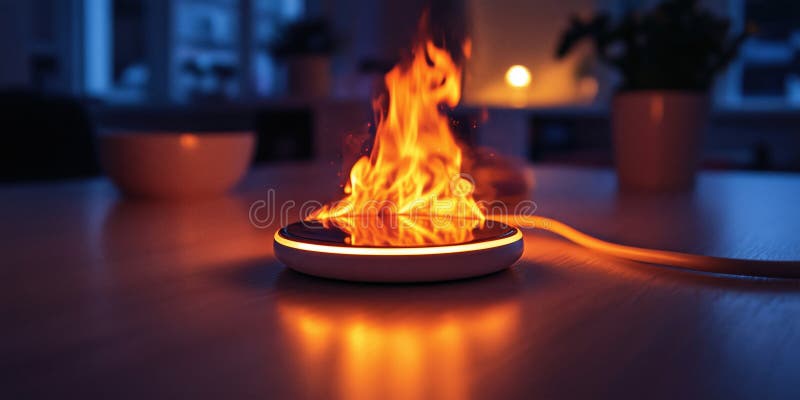 Flames Erupting from Modern Induction Cooktop in Cozy Kitchen Setting ...