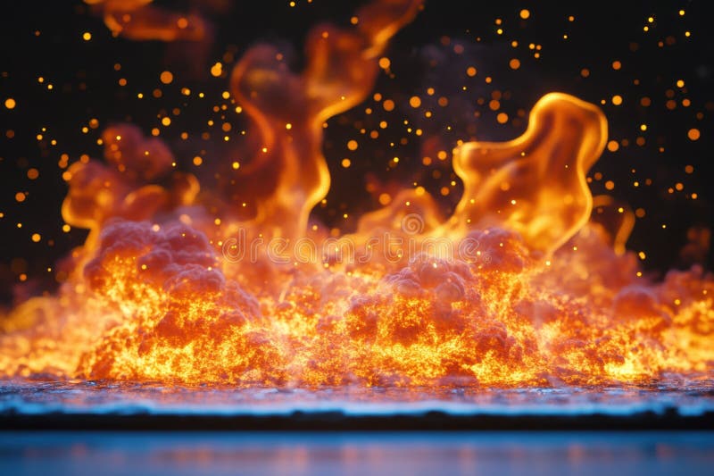Flames Erupting from a Surface Creating an Intense Fire Display with ...