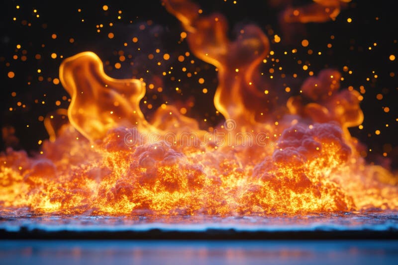 Flames Erupting from a Surface Creating an Intense Fire Display with ...