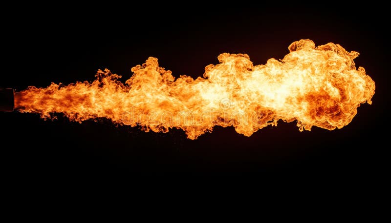 Flames Erupting from a Torch, Creating a Dramatic Fire Display at Night ...
