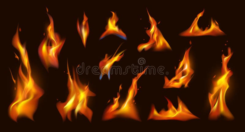 Flames and Fire Burning, Flare and Heat Stock Vector - Illustration of ...