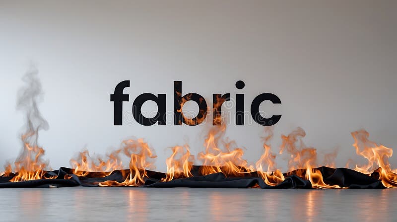 Flames Consuming Black Fabric Beneath the Word Fabric in a Contemporary ...