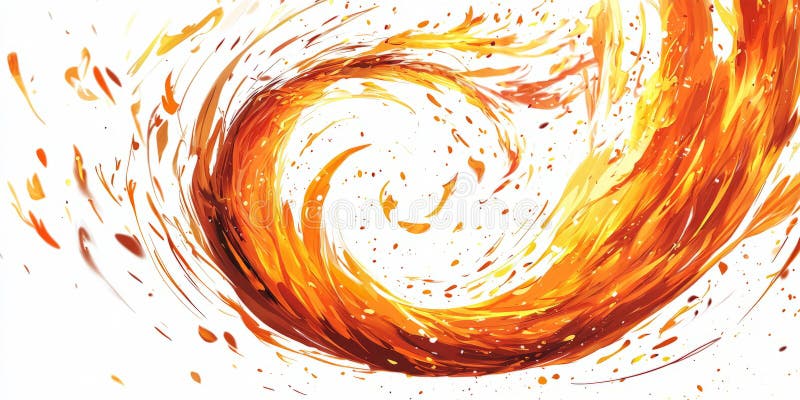 Flames Forming a Circular Motion with Sparks Flying Outward, on a White ...