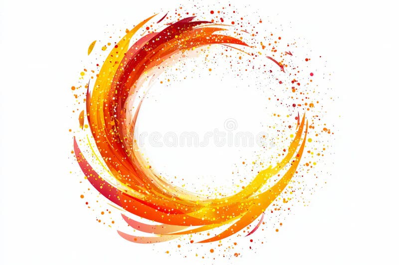 Flames Forming a Circular Motion with Sparks Flying Outward, on a White ...