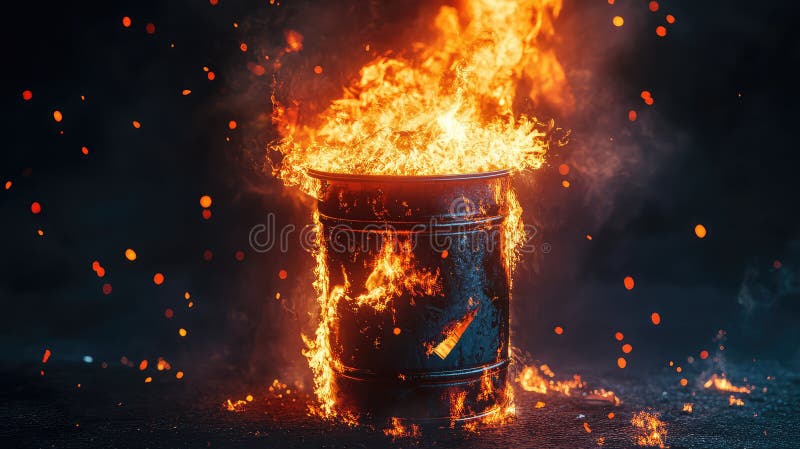 Flames garbage can fire stock illustration. Illustration of flames ...