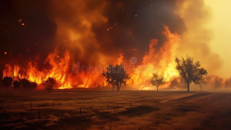 Flames grass fire stock illustration. Illustration of damage - 360885721