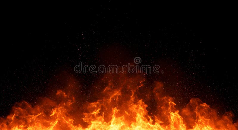 Burning Fire on Black Background Stock Image - Image of element, ember ...