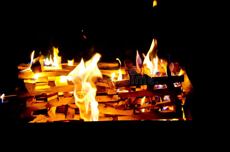 Flames Lit the Fire, Warming His Warmth in Cold Weather. Rules of Safe ...