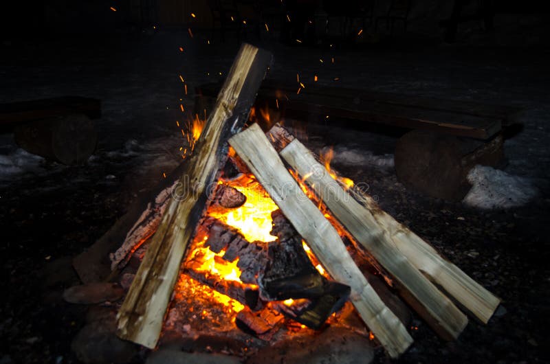 Flames Lit the Fire, Warming His Warmth in Cold Weather. Rules of Safe ...