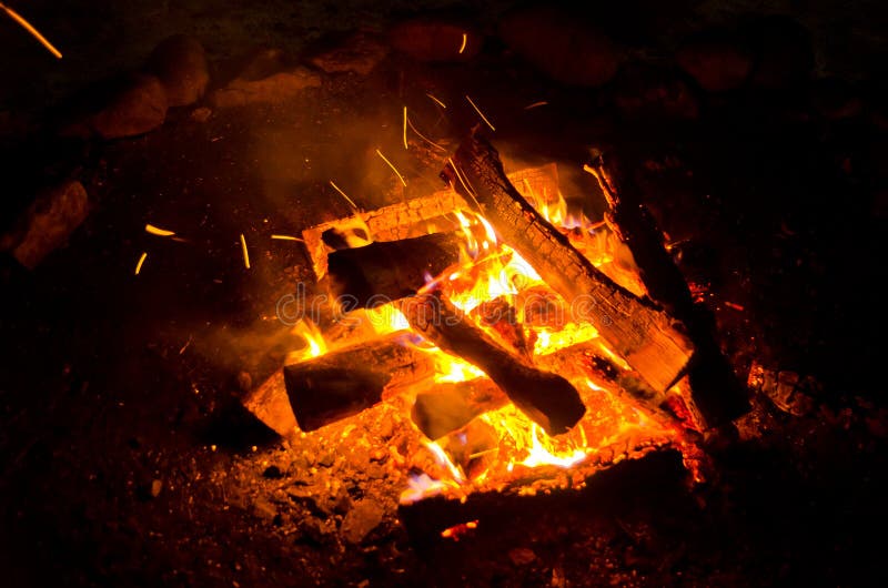 Flames Lit the Fire, Warming His Warmth in Cold Weather. Rules of Safe ...