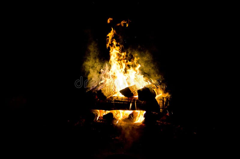 Flames Lit the Fire, Warming His Warmth in Cold Weather. Rules of Safe ...