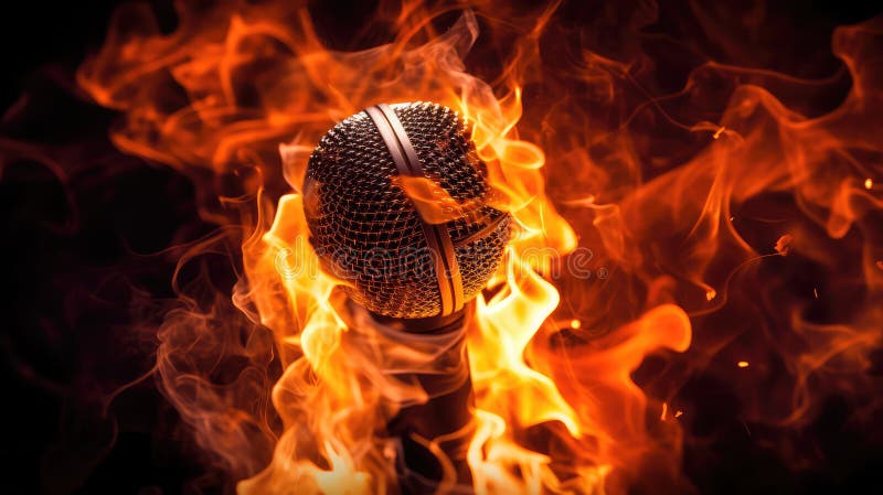 Flames microphone fire stock illustration. Illustration of ignite ...
