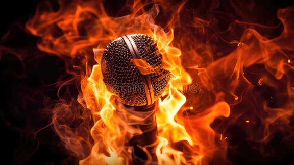 Flames microphone fire stock illustration. Illustration of ignite ...