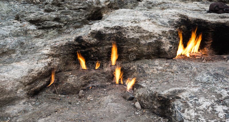 Flames of Mount Chimaera from the Underground Stock Image - Image of ...