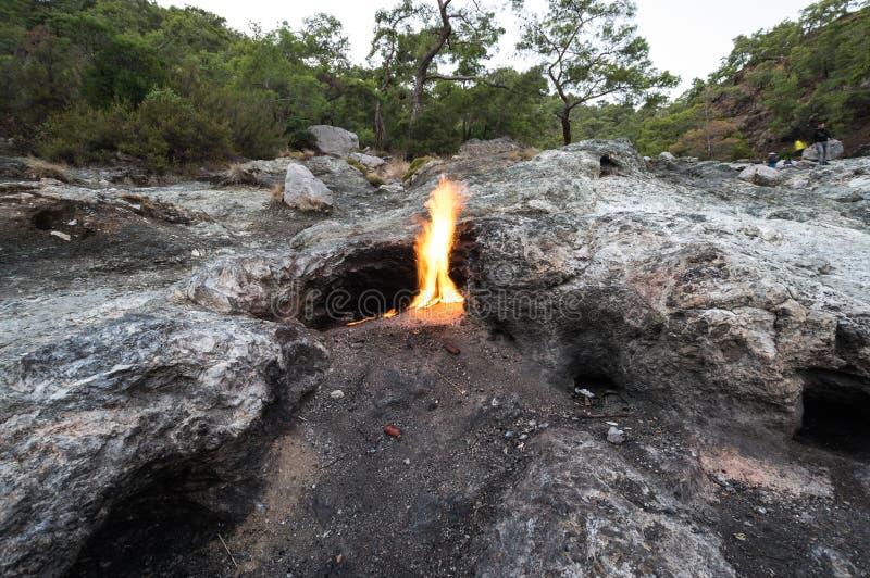 Flames of Mount Chimaera from the Underground Stock Image - Image of ...