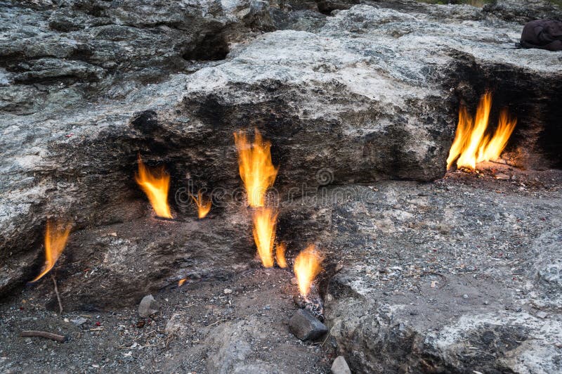 Flames of Mount Chimaera from the Underground Stock Image - Image of ...