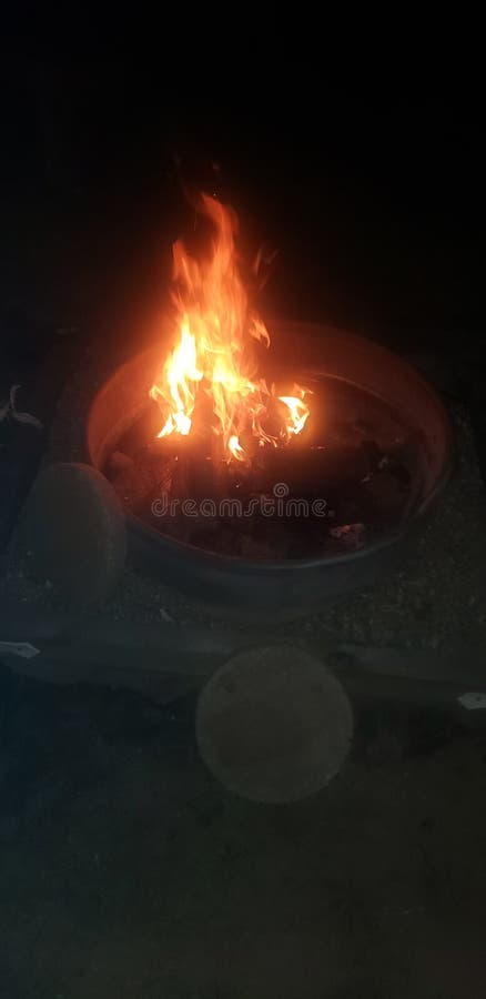 Flames night light stock image. Image of quail, fire - 227765655