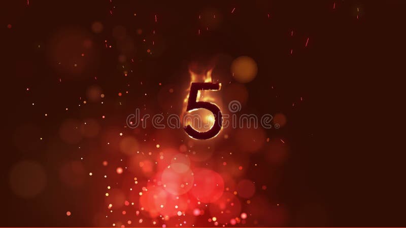 5 in Flames on Orange Background Stock Video - Video of moving, number ...