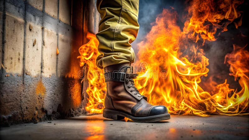 Through the Flames: a Path of Courage Generative AI Stock Illustration ...