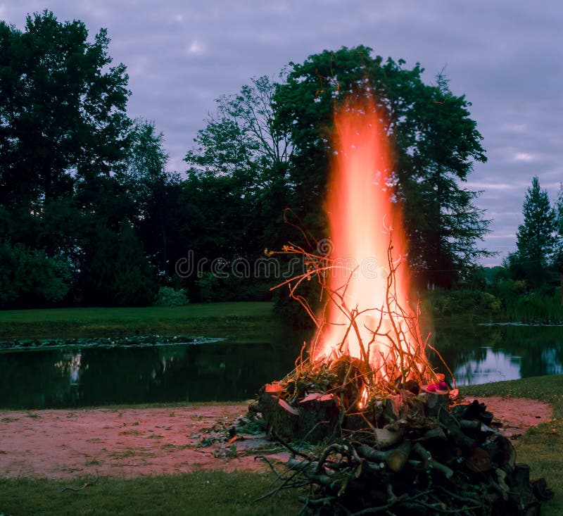 Big Fire Flames Over Bright Red Coal Stock Image - Image of bright ...