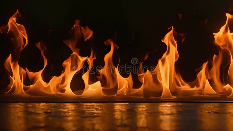 Flames Reflecting on a Black Surface Stock Footage - Video of surface ...