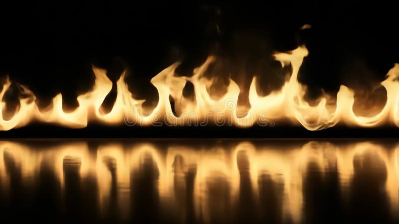 Flames Reflecting on a Dark Surface, Dramatic Fire Concept Stock Video ...