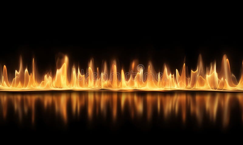 Flames Reflection on Black Background, Vibrant Fire Texture, Glowing ...