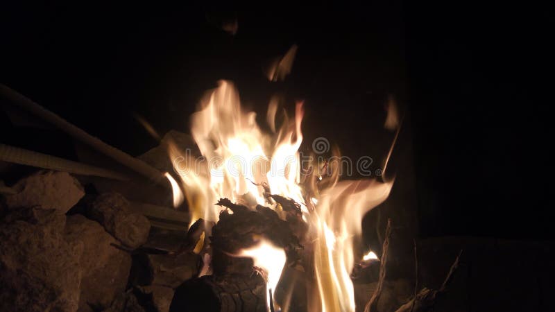 Flames Rise from a Burning Fire on a Cold Night Outside the City Stock ...