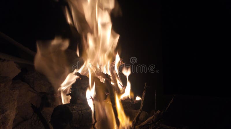 Flames Rise from a Burning Fire on a Cold Night Outside the City Stock ...