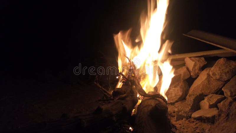 Flames Rise from a Burning Fire on a Cold Night Outside the City Stock ...