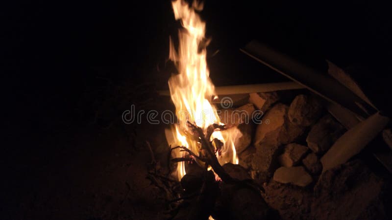 Flames Rise from a Burning Fire on a Cold Night Outside the City Stock ...