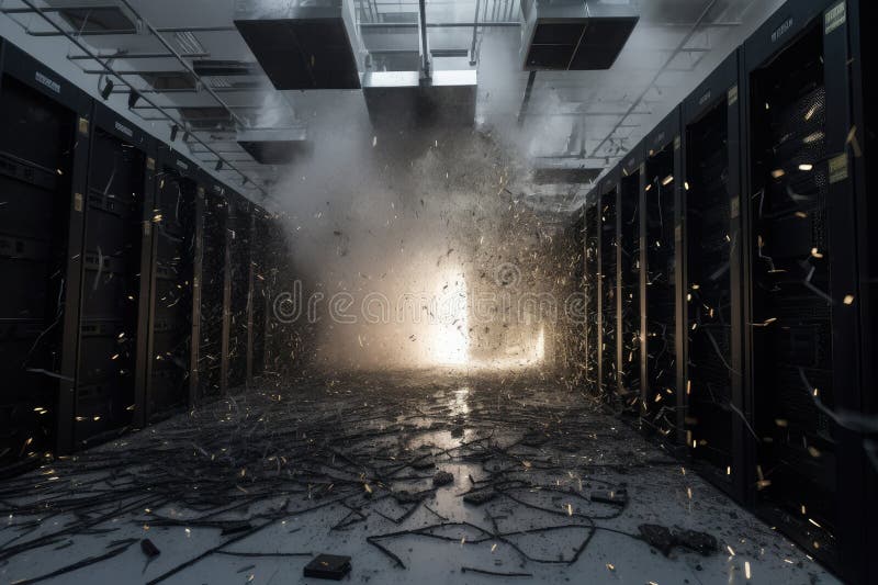 Flames and Smoke Billowing from Burning Server Racks Stock Image ...