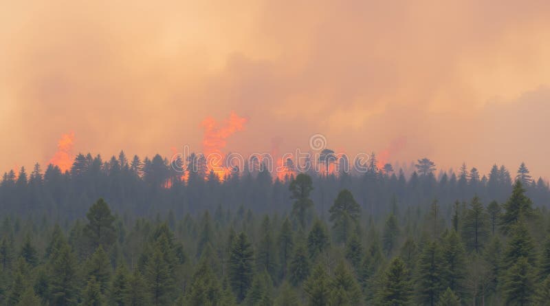 Flames and Smoke Billowing from a Forest during a Wildfire, Creating a ...