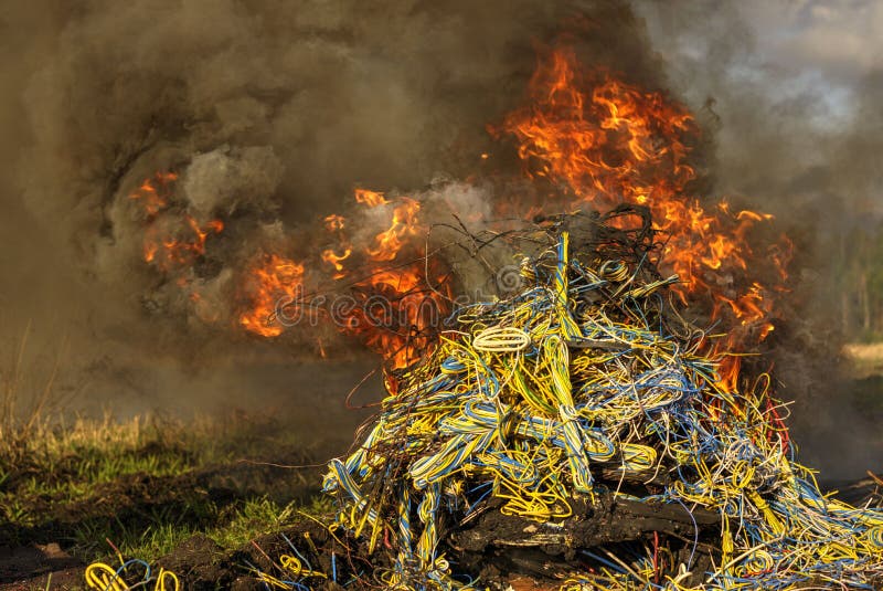 The Flames and Smoke on a Bunch of Copper Wire Stock Image - Image of ...