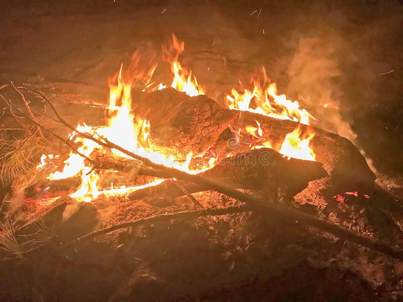 Flames and Smoke from Burning Debris Stock Photo - Image of wood ...