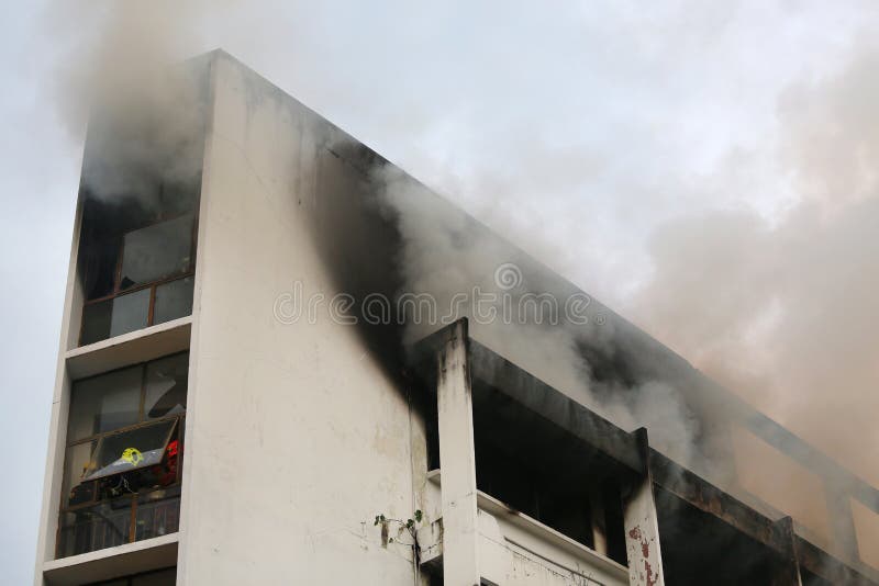 Fire Burning and Black Smoke Editorial Photography - Image of danger ...