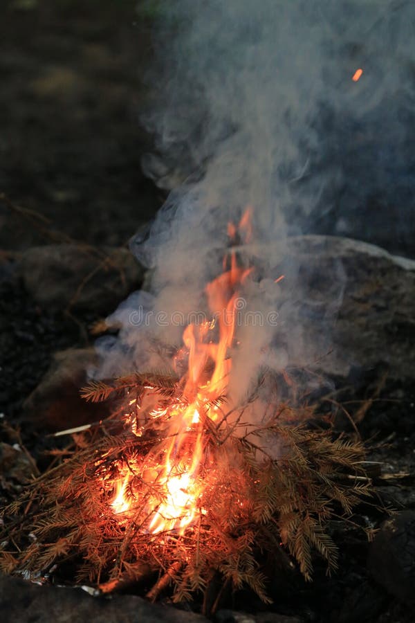 Flames and Smoke Rise from the Fire Stock Photo - Image of flames ...