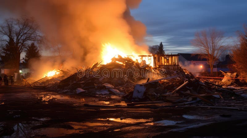Flames structure fire stock illustration. Illustration of damage ...