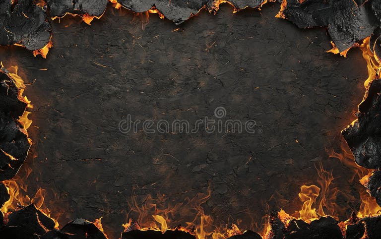 Flames Surround a Dark, Textured Center Creating a Dramatic Border ...