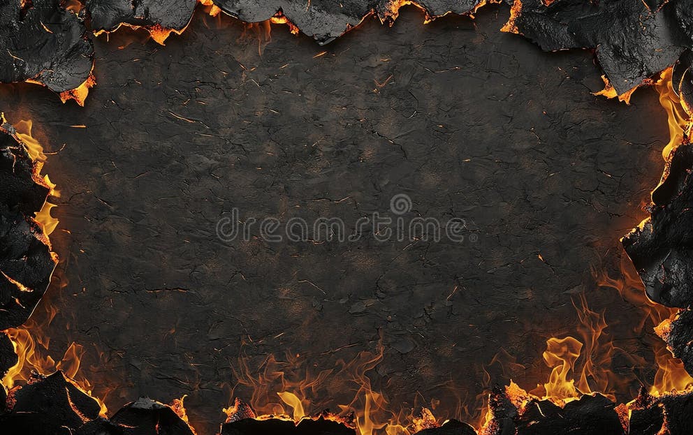 Flames Surround a Dark, Textured Center Creating a Dramatic Border ...