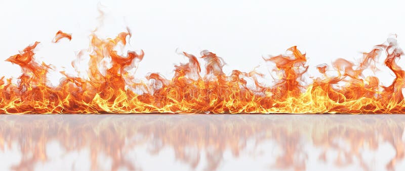 Flames on a Wall of Fire Isolated on Black Background. Mockup of a Wall ...