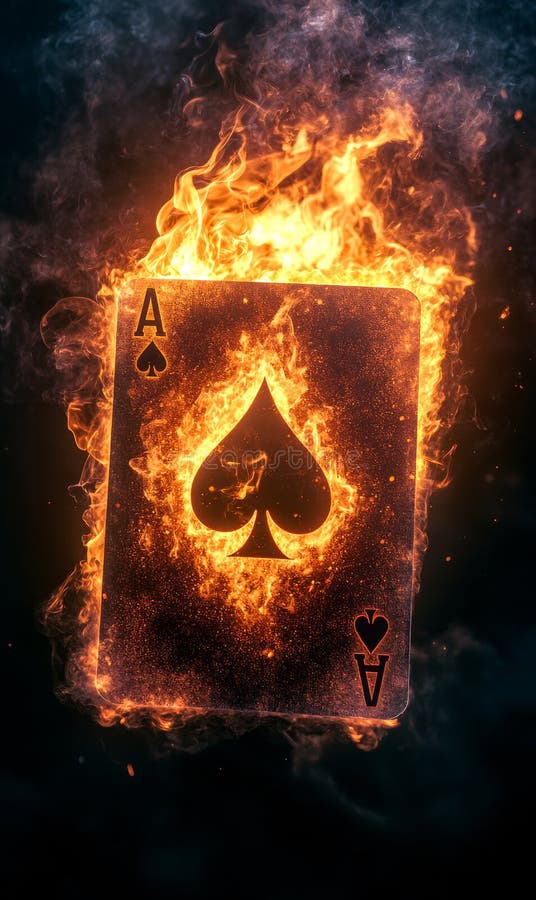 Flaming Ace of Spades stock photo. Image of design, spade - 361799546