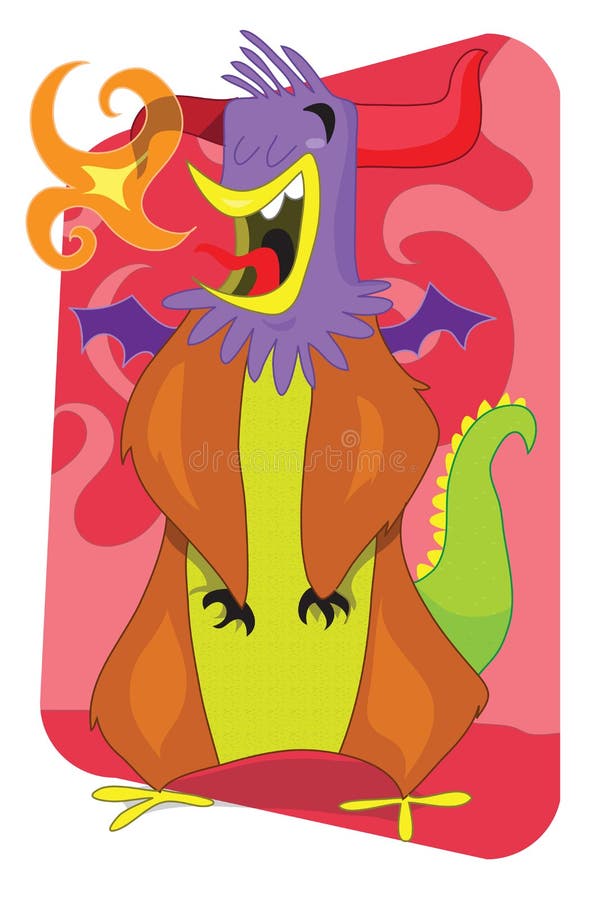 Flaming Alien Monster Rooster Cartoon Illustration Stock Vector ...